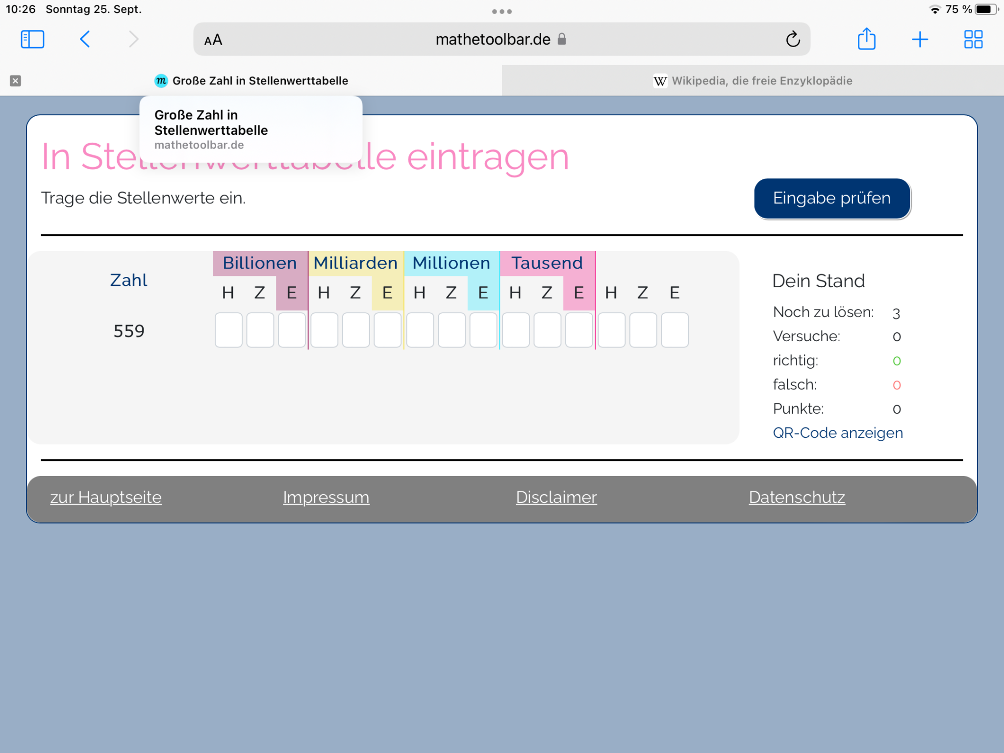 Mathe online üben – Mathe-Toolbar
