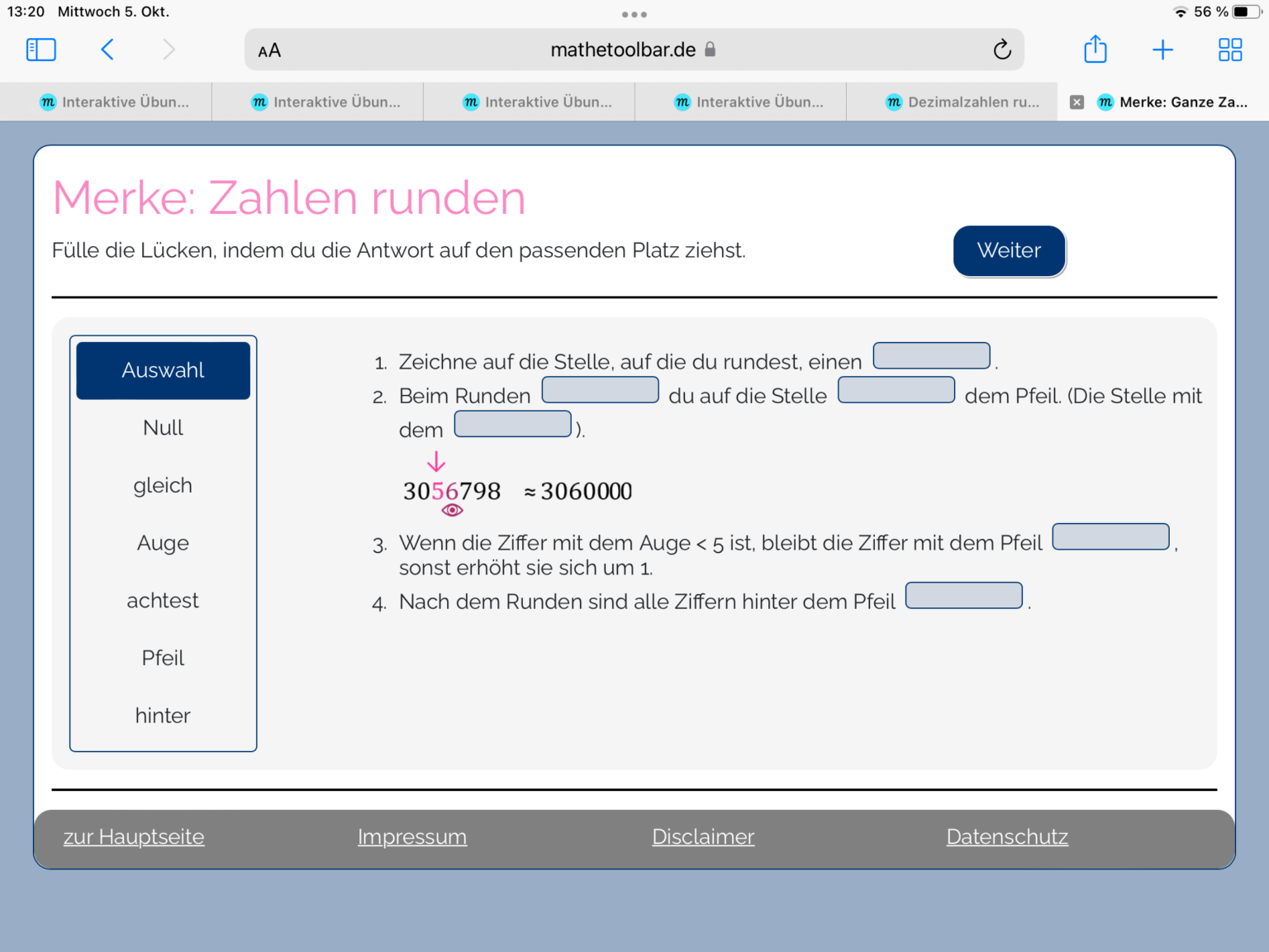 Mathe online üben – Mathe-Toolbar